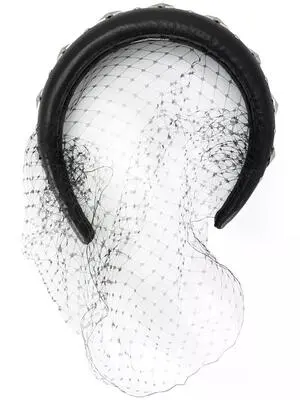 Red Valentino Mesh Veil Headband - Black