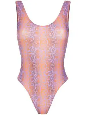 AMIR SLAMA Python Print One-piece Swimsuit - Multicolour