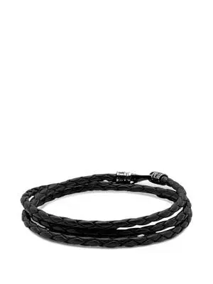 NIALAYA JEWELRY Braided Leather Wrap-around Bracelet - Black