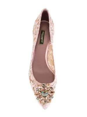 Dolce & Gabbana Bellucci Lace Pumps With Brooch - Pink