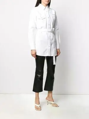 Off-White Two-toned Belted Shirt