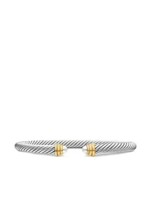 David Yurman 14kt Yellow Gold And Sterling Classic Cable Bracelet - Silver