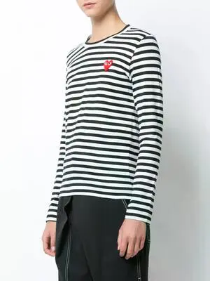 Play Comme Des Garcon Striped Long Sleeve T-shirt - Black