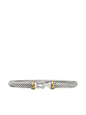 David Yurman 18kt Yellow Gold And Sterling Classic Cable Buckle Bracelet - Silver