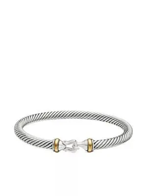 David Yurman 18kt Yellow Gold And Sterling Classic Cable Buckle Bracelet - Silver