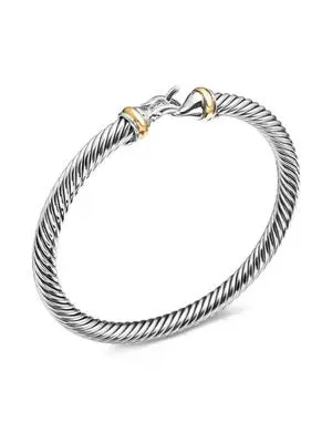 David Yurman 18kt Yellow Gold And Sterling Classic Cable Buckle Bracelet - Silver