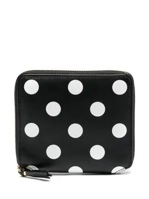 Comme Des Garçons Polka Dot-print Leather Wallet - Black