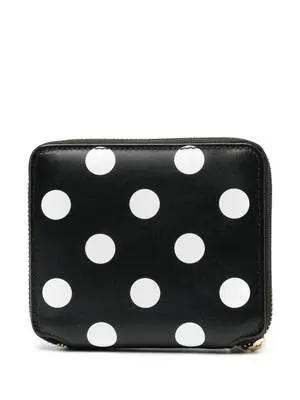 Comme Des Garçons Polka Dot-print Leather Wallet - Black