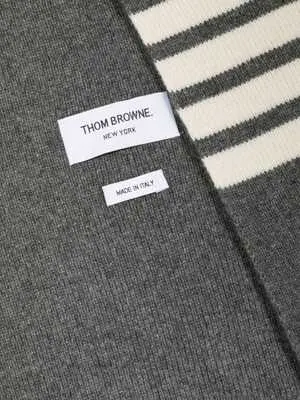 Thom Browne 4-bar Stripe Cashmere Scarf - Grey