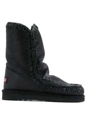 Mou Stitch Detail Snow Boots - Black