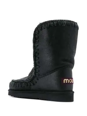 Mou Stitch Detail Snow Boots - Black