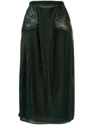 Marco De Vincenzo Metallic Pleated Midi Skirt