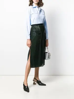 Marco De Vincenzo Metallic Pleated Midi Skirt