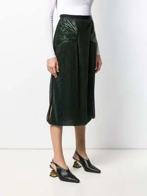 Marco De Vincenzo Metallic Pleated Midi Skirt