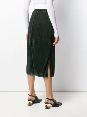 Marco De Vincenzo Metallic Pleated Midi Skirt