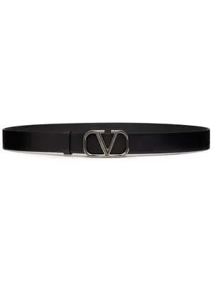 Valentino Garavani 30mm Vlogo Signature Leather Belt - Black