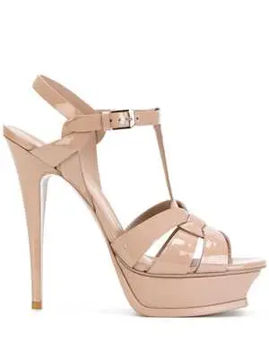 Saint Laurent Tribute Platform Sandals - Neutrals