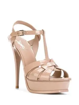Saint Laurent Tribute Platform Sandals - Neutrals