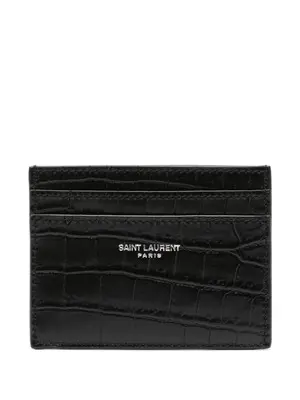 Saint Laurent Crocodile-embossed Leather Cardholder - Black