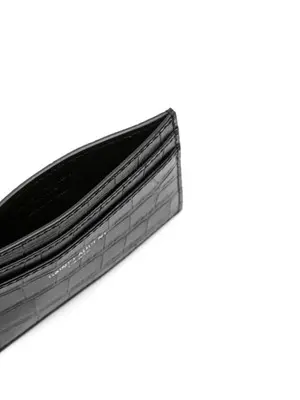 Saint Laurent Crocodile-embossed Leather Cardholder
