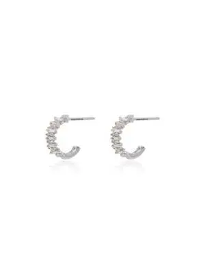 SUZANNE KALAN 18kt White Gold Diamond Hoop Earrings - Silver