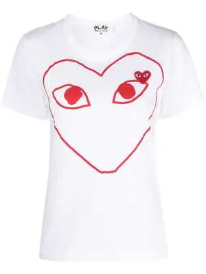 Play Comme Des Garcon Heart Print T-shirt - White