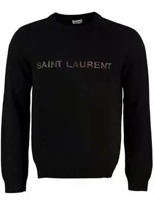 SAINT LAURENT Beaded Logo Embroidery Sweater