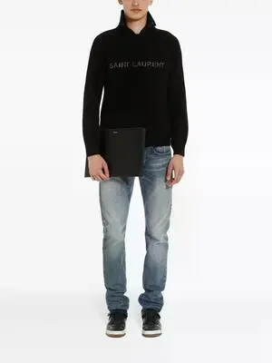 Saint Laurent Beaded Logo Embroidery Sweater