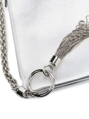 JIMMY CHOO Callie Metallic Tassel Shoulder Bag - Grey