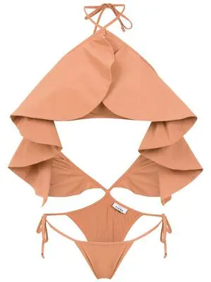 AMIR SLAMA Ruffled Swimsuit - Neutrals
