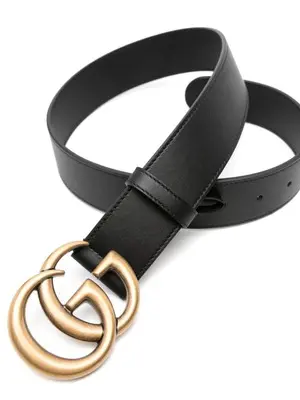 Gucci Gg Buckle Leather Belt - Black
