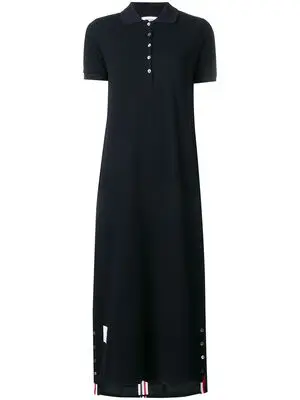 Thom Browne Center-back Stripe Piqué Polo Dress - Blue