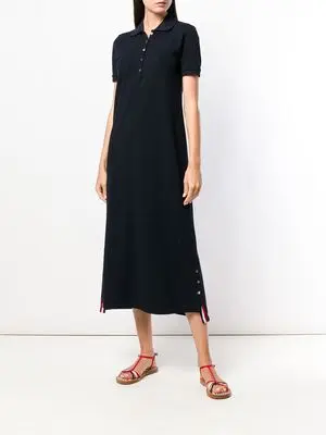 Thom Browne Center-back Stripe Piqué Polo Dress - Blue