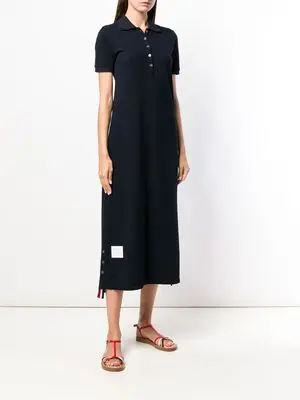 Thom Browne Center-back Stripe Piqué Polo Dress - Blue