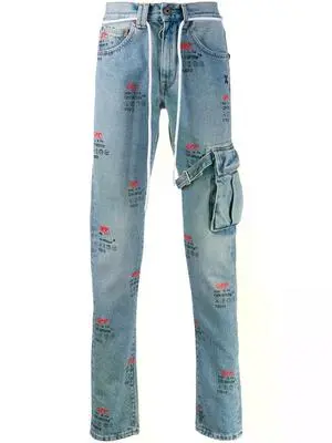 Off-White Straight-leg Logo-print Jeans