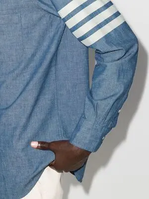 Thom Browne 4-bar Straight-fit Chambray Shirt - Blue