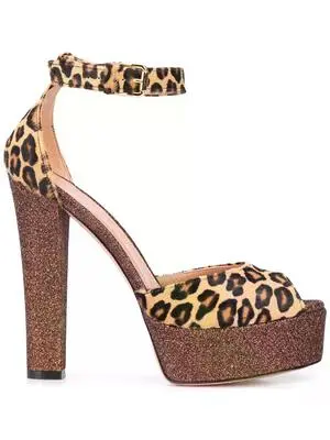 MADISON MAISON Leopard Print Platform Sandals - Brown
