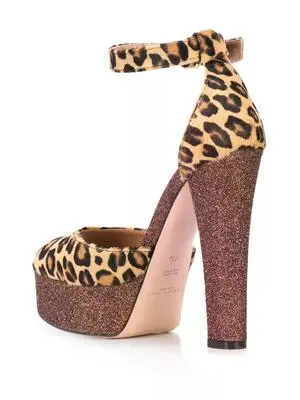 MADISON MAISON Leopard Print Platform Sandals - Brown