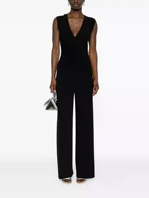 Norma Kamali Ruched V-neck Jumpsuit - Black