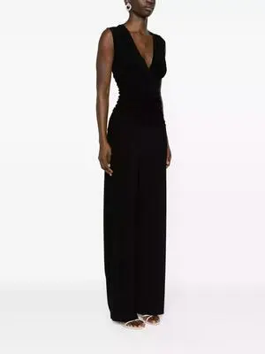 Norma Kamali Ruched V-neck Jumpsuit - Black