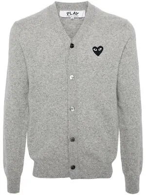 Play Comme Des Garcon Logo Patch V-neck Cardigan