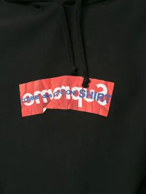 Supreme X Commes Des Garçons Logo-print Hoodie - Black