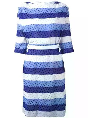 COURREGES Tonal Stripe Dress - Blue