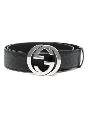 Gucci G Buckle Leather Belt - Black
