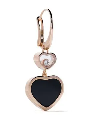 Chopard 18kt Happy Hearts Onyx And Diamond Drop Earrings