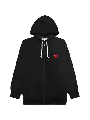 Play Comme Des Garcon Zip-up Hoodie With Heart Patch - Black