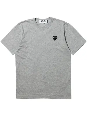 Play Comme Des Garcon Heart-patch Cotton T-shirt - Grey