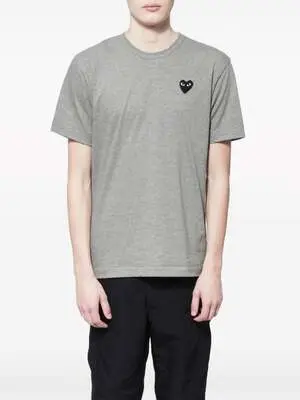 Play Comme Des Garcon Heart-patch Cotton T-shirt - Grey