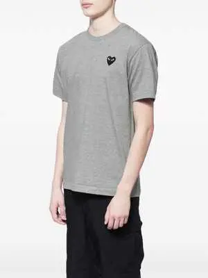 Play Comme Des Garcon Heart-patch Cotton T-shirt - Grey