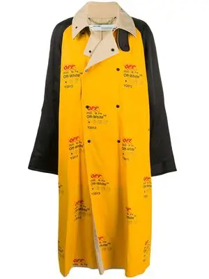 Off-White Industrial Printed Oversized Trench Coat